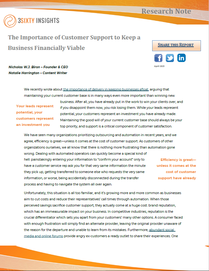 The Importance of Customer Support to Keep a Business Financially Viable